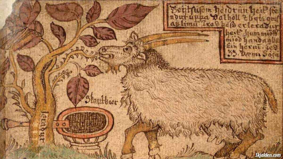 Heidrun and Eikthyrnir | Norse Mythology - Skjalden.com